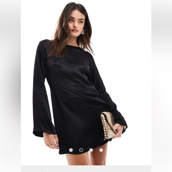 ASOS | Dresses | Asos Satin Mini Dress Angel Sleeves Black Size Large ...